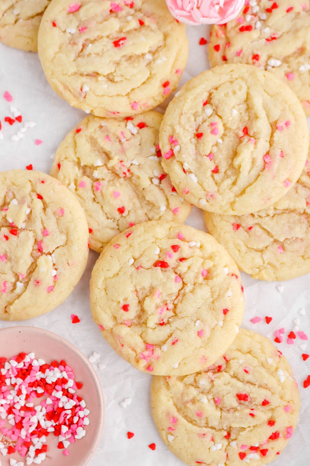 Soft and Chewy Valentine's Sprinkle Sugar Cookies - Bakers Table