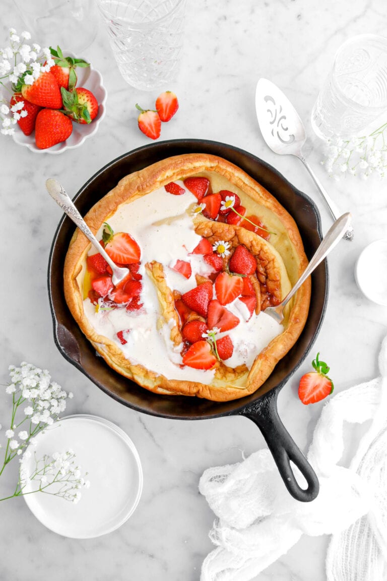 Strawberries and Cream Dutch Baby - Bakers Table