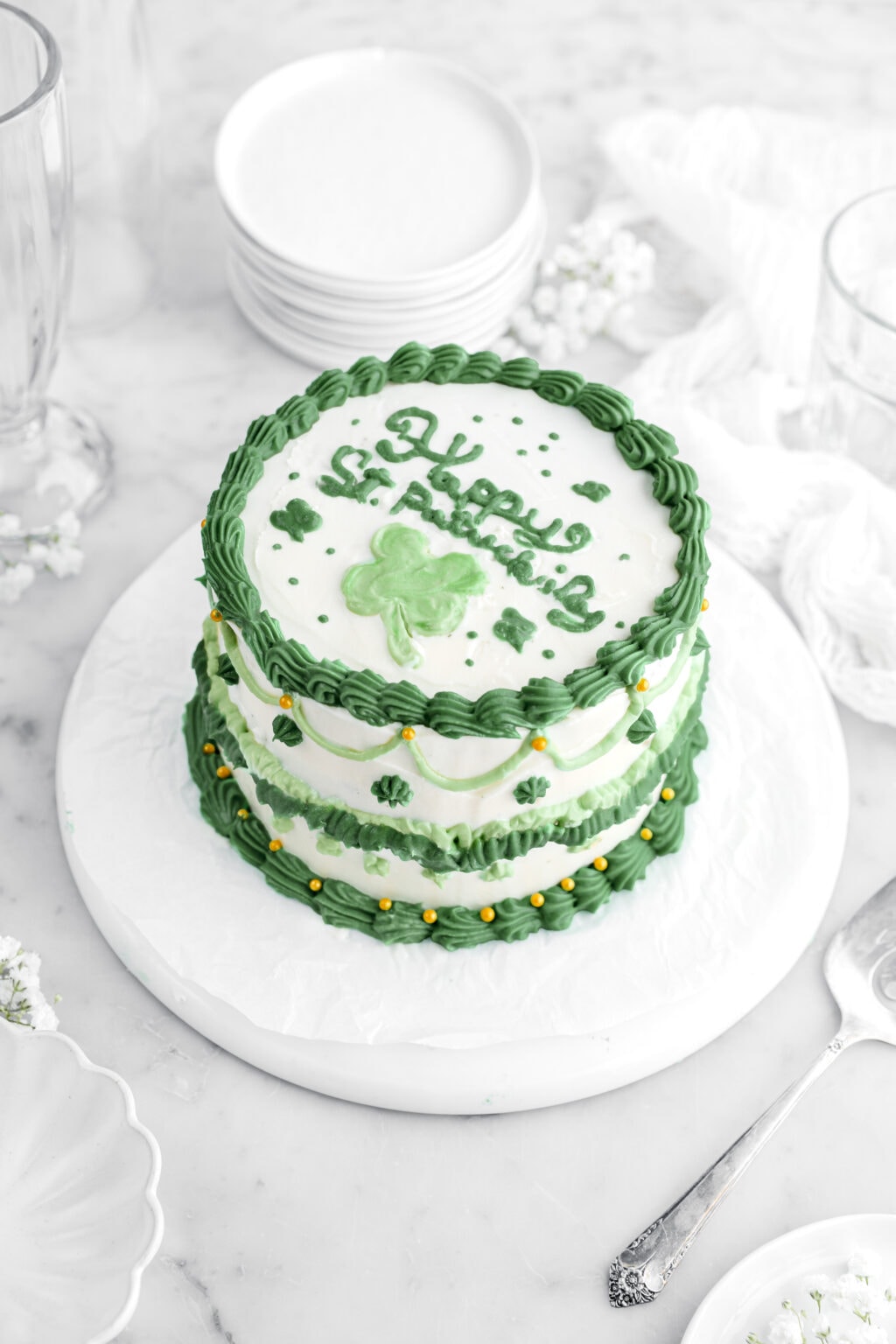 Green Velvet Shamrock Cake with Cream Cheese Frosting - Bakers Table
